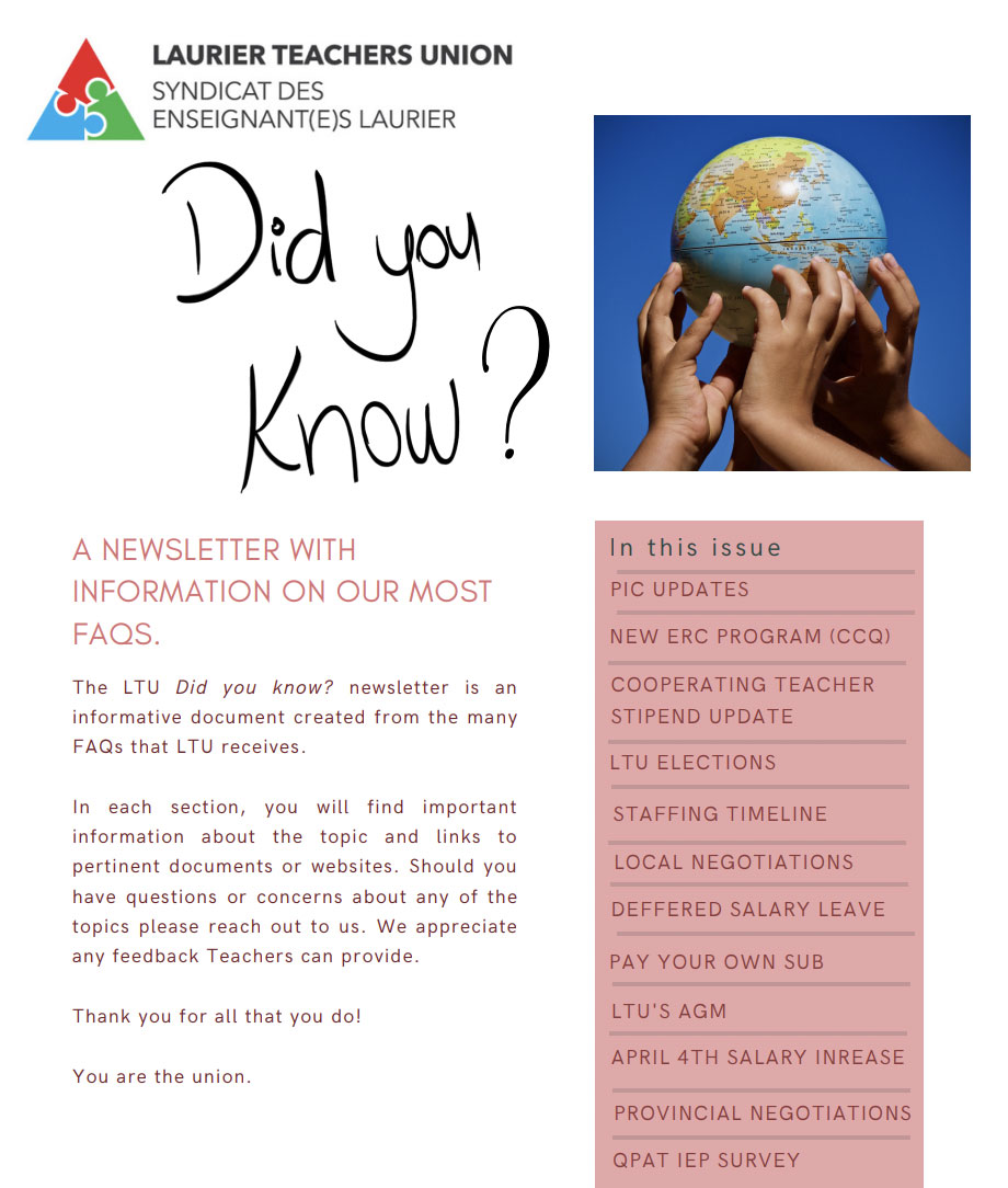 Did you know- Spring 2023 - Laurier Teachers Union - LTU